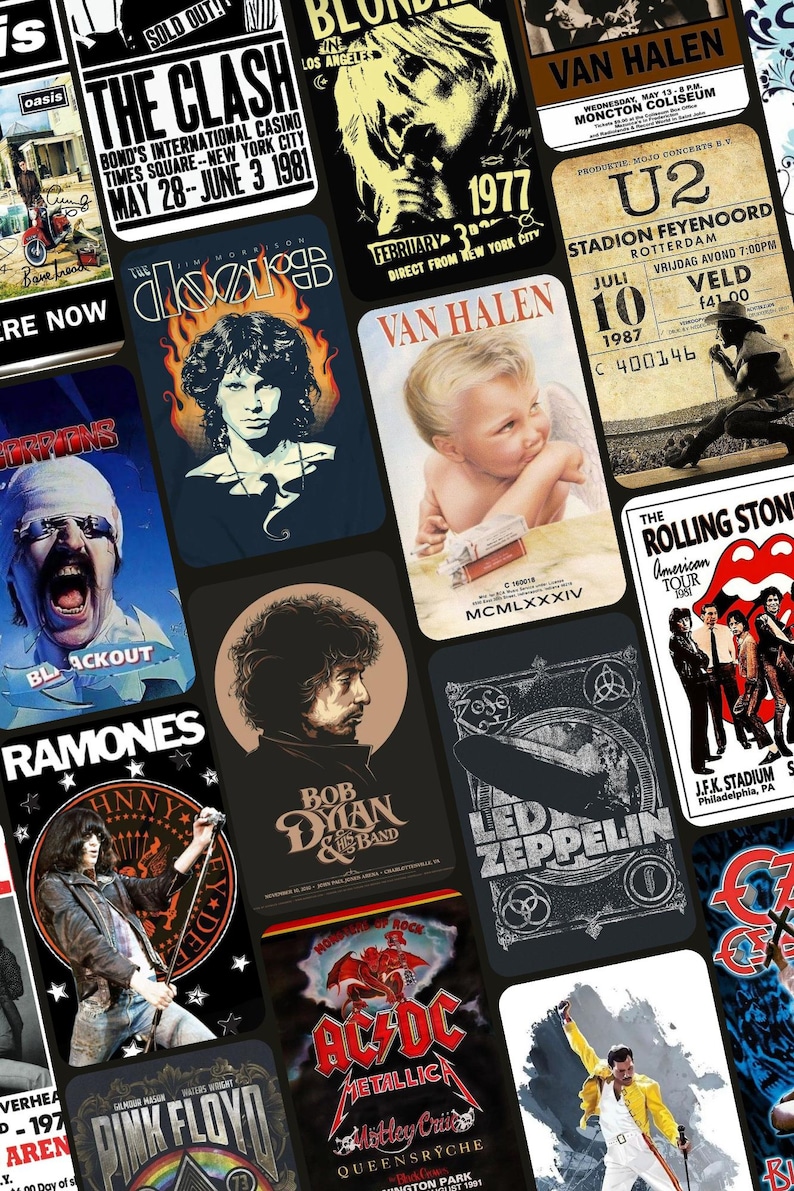 100 Classic Rock Band Posters - Vintage Music Wall Art Collection ...