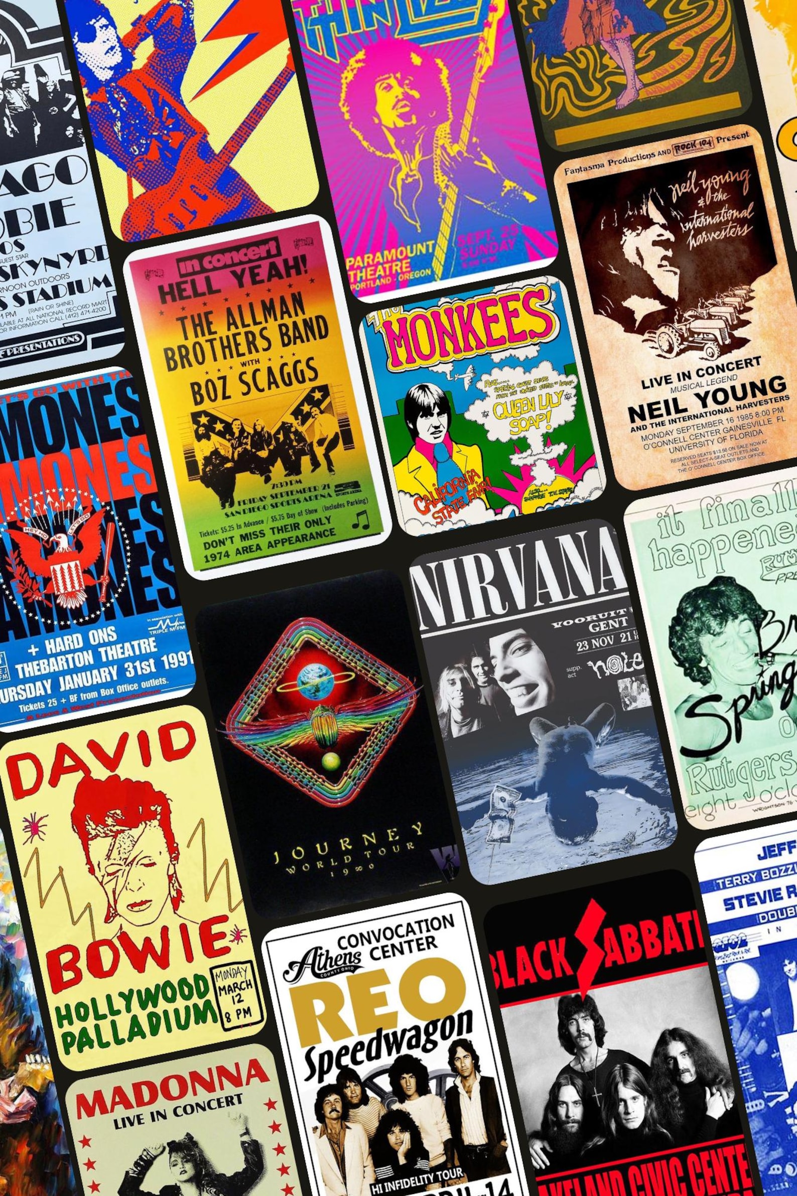 200 Classic Rock Band Posters Vintage Music Wall Art Collection, Iconic Rock Artwork, Perfect ...