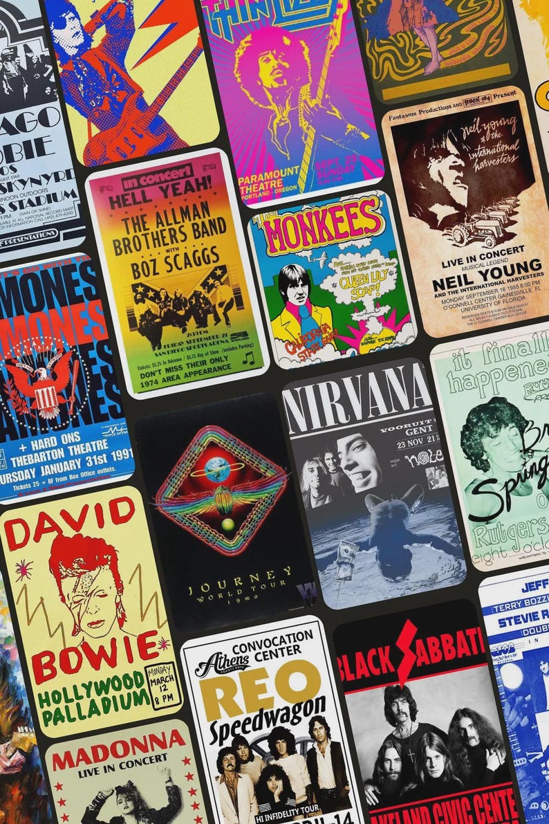 200 Classic Rock Band Posters - Vintage Music Wall Art Collection ...