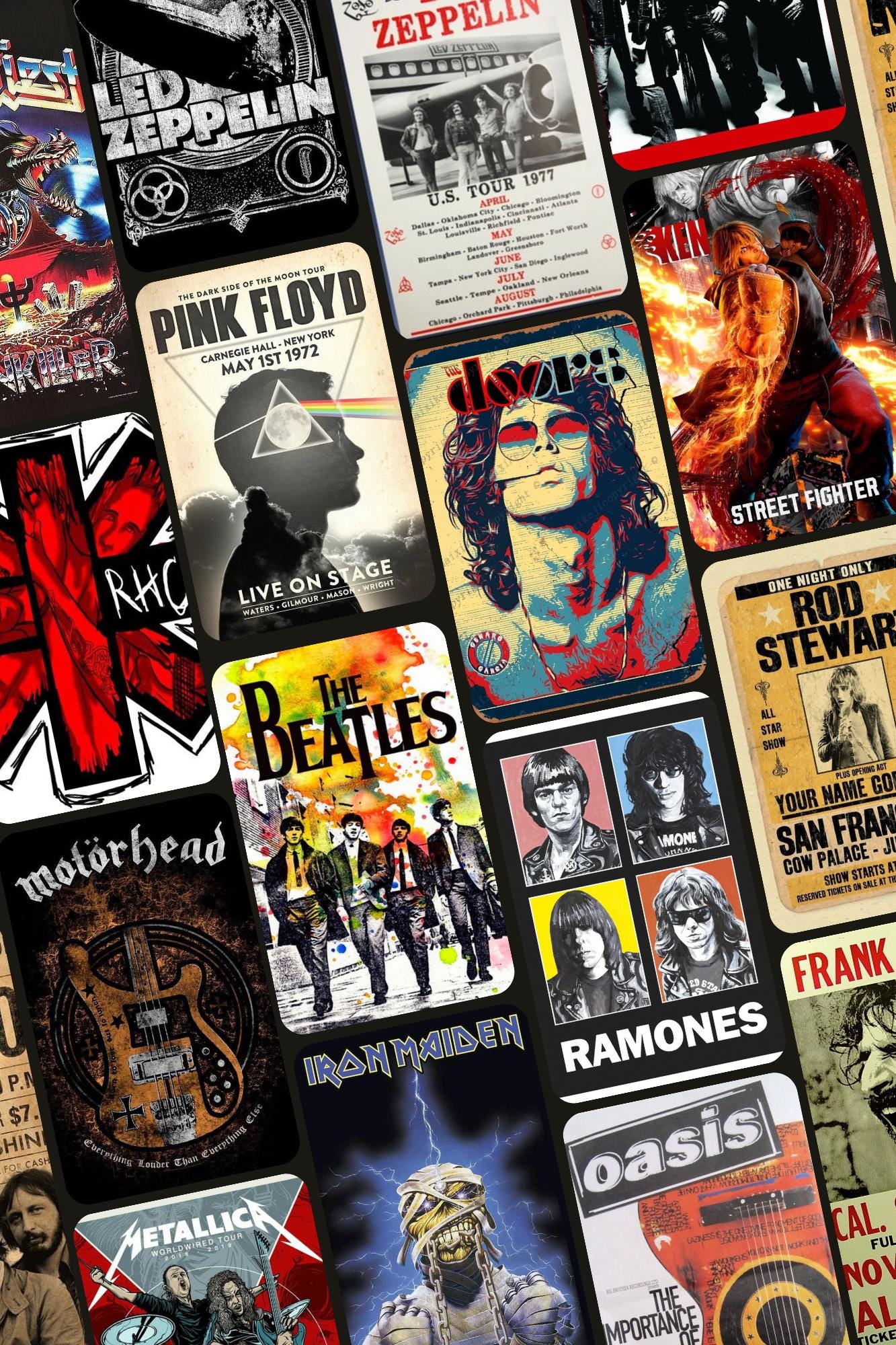 100 Classic Rock Band Posters - Vintage Music Wall Art Collection, Iconic Rock Artwork, Perfect ...