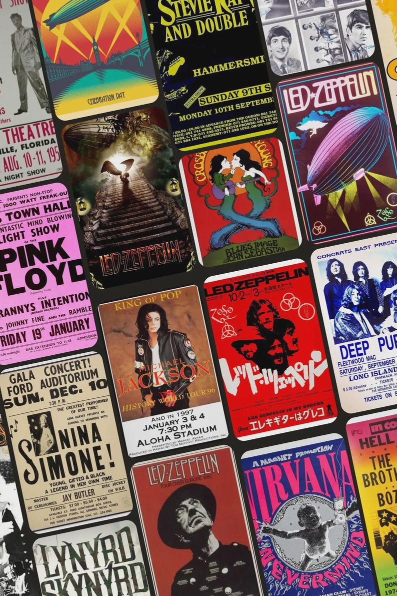 200 Classic Rock Band Posters - Vintage Music Wall Art Collection ...