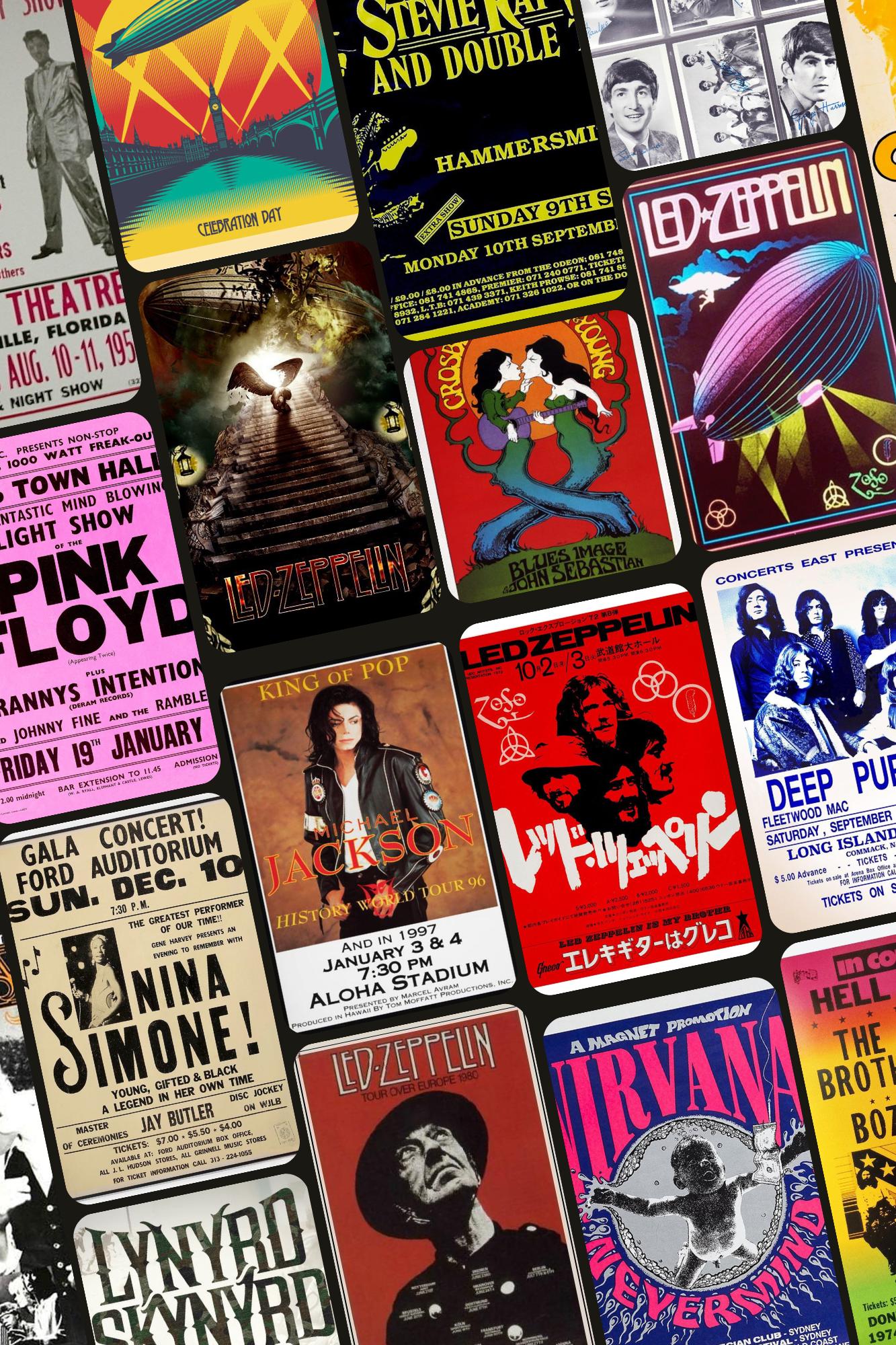 200 Classic Rock Band Posters Vintage Music Wall Art Collection, Iconic Rock Artwork, Perfect ...