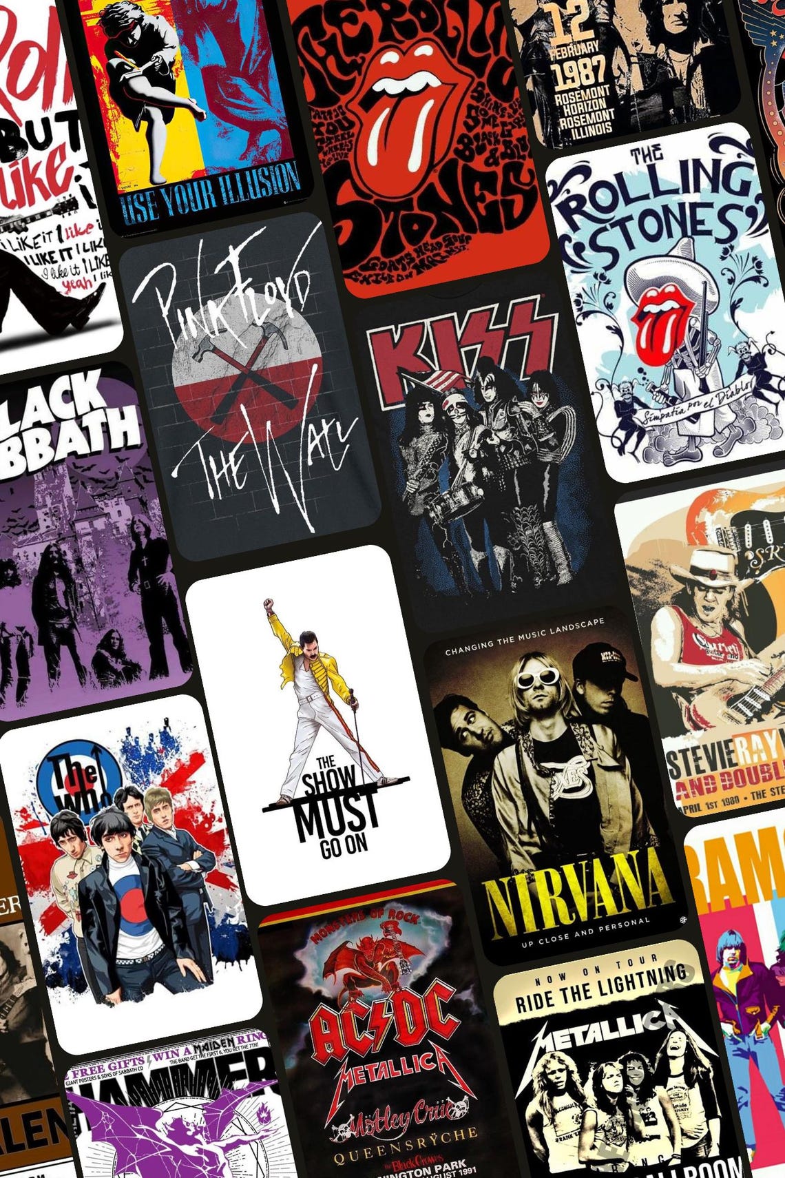 100 Classic Rock Band Posters - Vintage Music Wall Art Collection ...