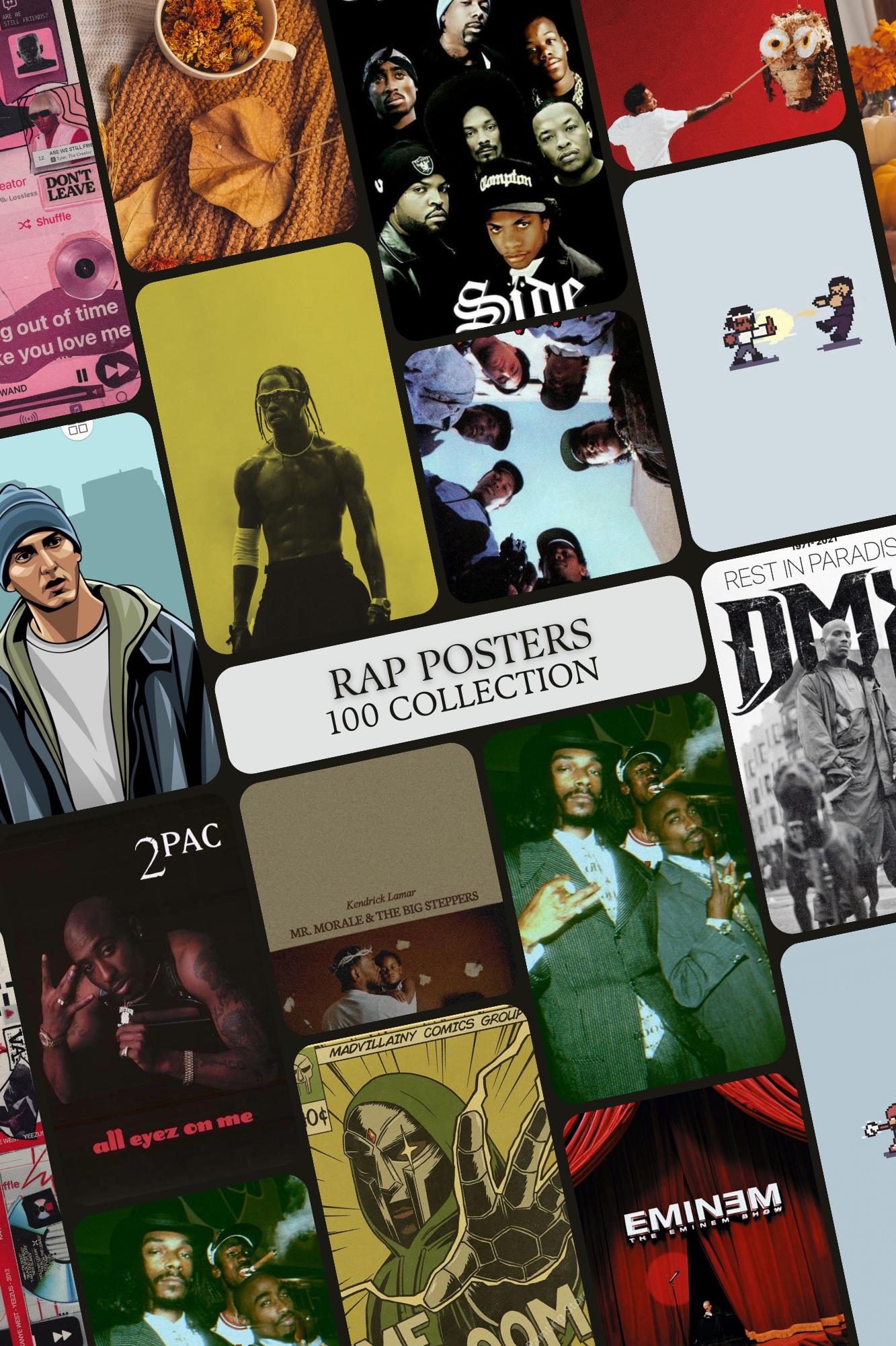 100 Iconic Rap Music Posters Bundle Hip-hop Legends Wall Art Collection ...
