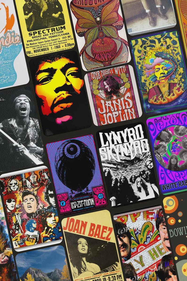 200 Classic Rock Band Posters - Vintage Music Wall Art Collection ...
