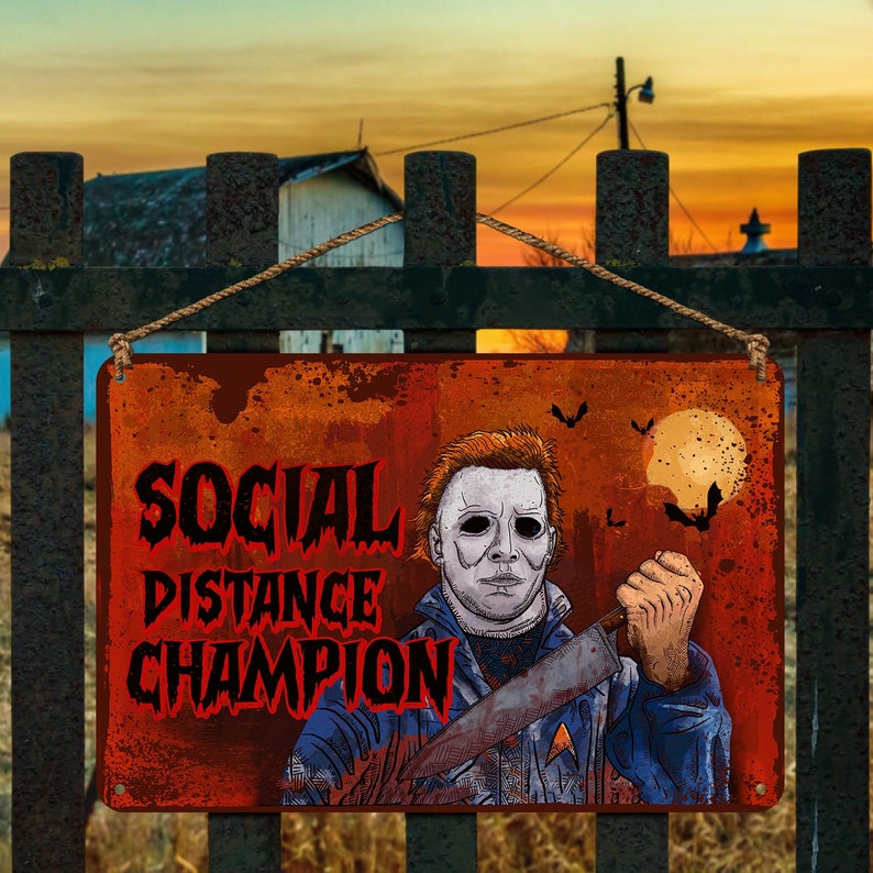 Social Distance Champion Michael Myers Halloween Horror Decor Sign ...