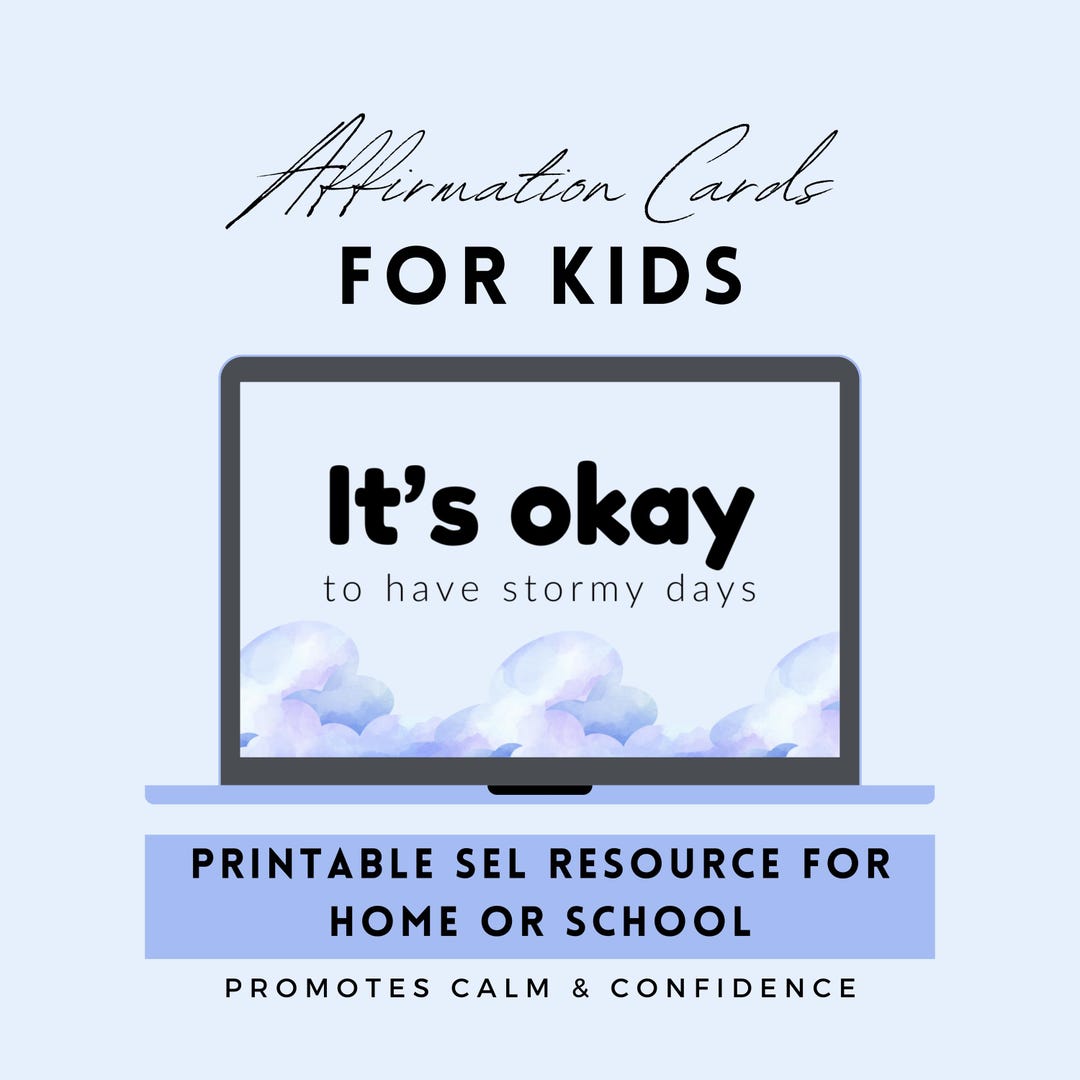 Cloud Theme Affirmation Cards for Kids: Positive Mindset, Calm Corner ...