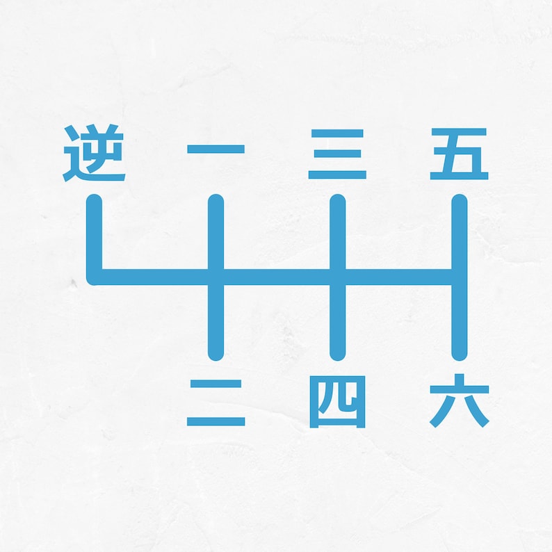 Japanese 6-speed Manual Shift Pattern Reverse Top Left JDM Vinyl ...