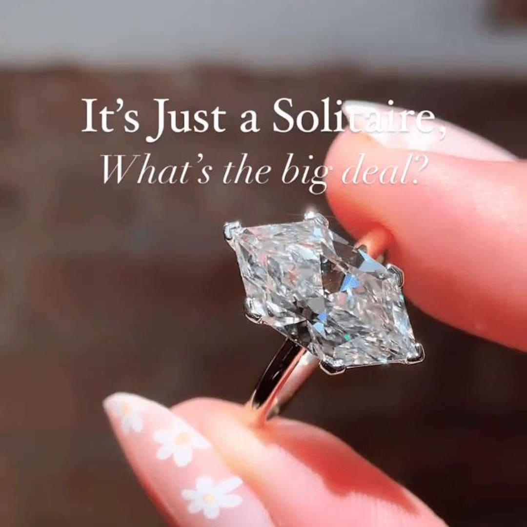 4 CT Elongated Dutch Marquise Cut Moissanite Engagement Ring, 14K Solid ...