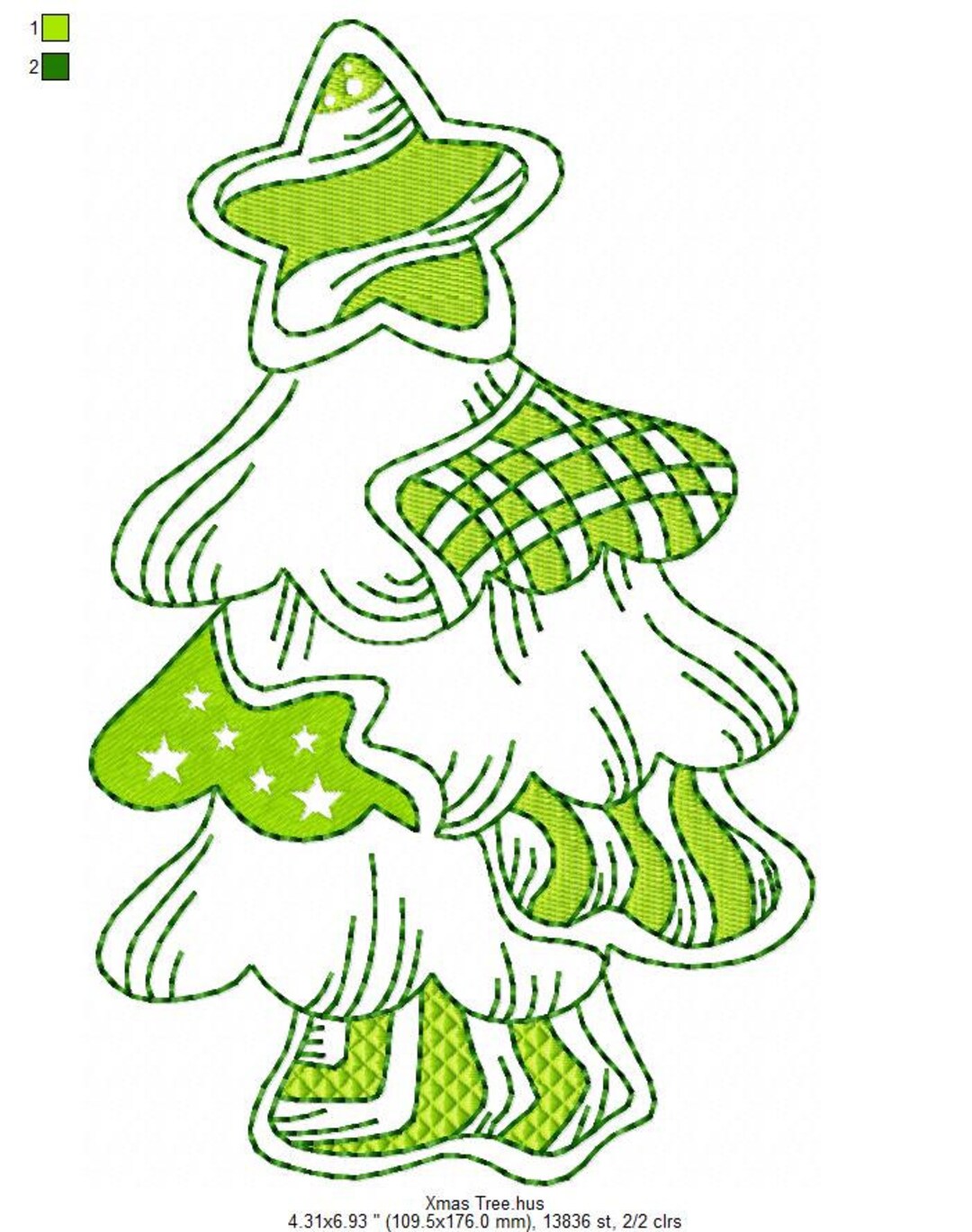 Christmas Tree Redwork Embroidery Design - Etsy