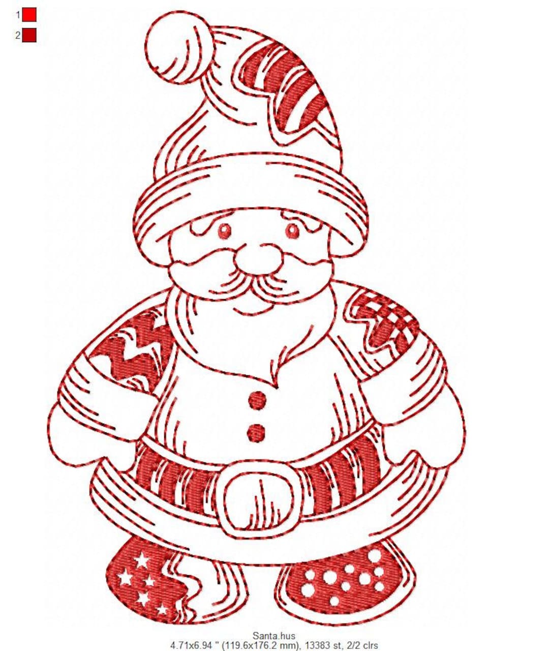 Christmas Santa Redwork Embroidery Design - Etsy