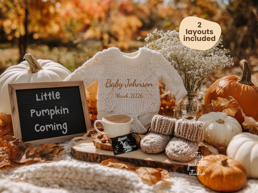 Fall Pregnancy Announcement Template Outdoor Autumn Baby Social Media ...