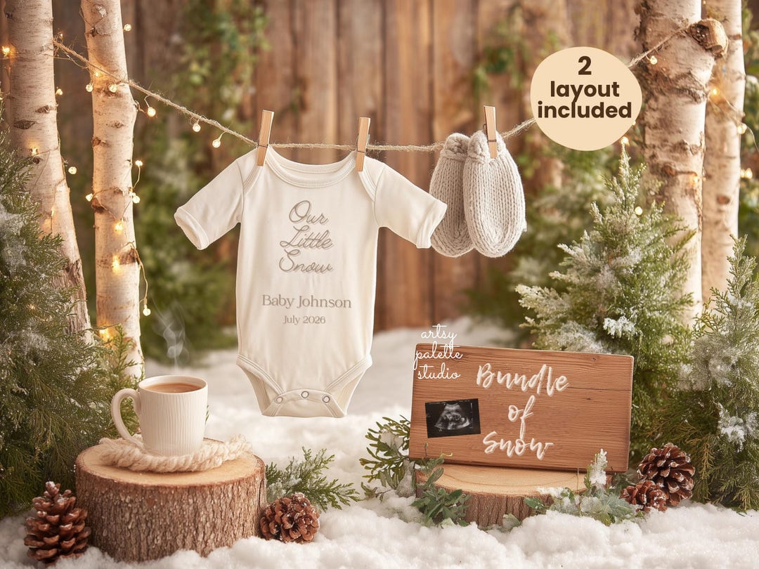 Winter Pregnancy Announcement Digital Template Winter Holiday Social ...