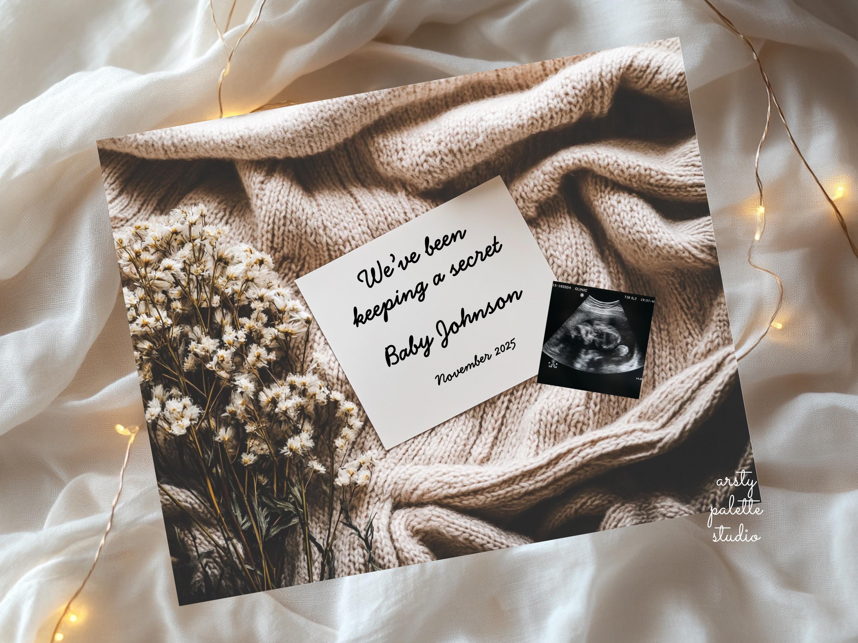 Pregnancy Announcement Digital Baby Reveal Keeping a Secret Simple Baby ...