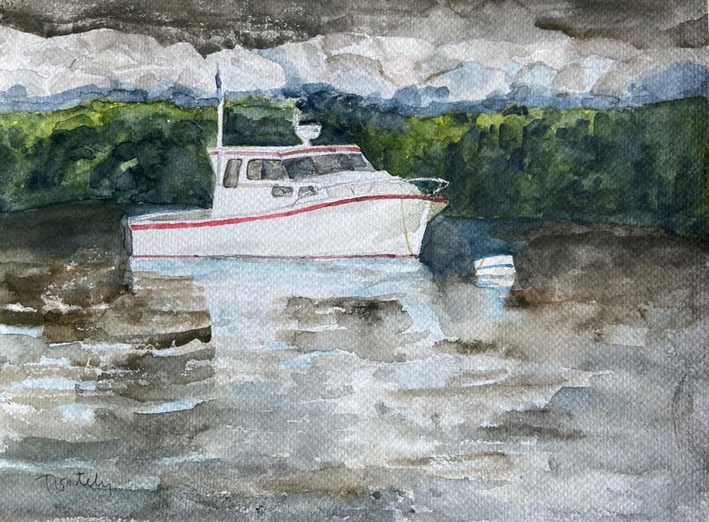 Bailey Island Boat 8x10 Giclee Print - Unframed With Mat - Etsy