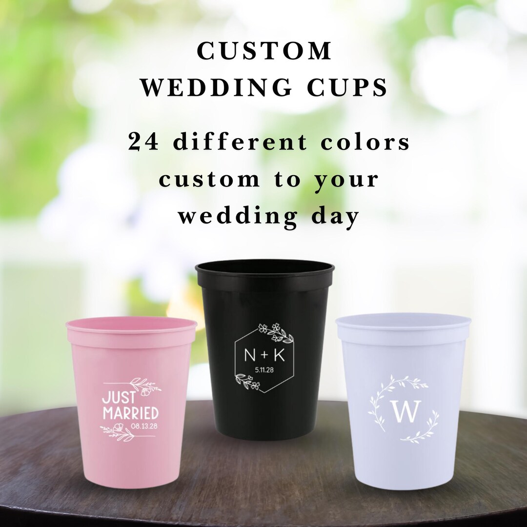 Custom Wedding Plastic Cups - 16 Oz Stadium Cups | Bpa-free ...