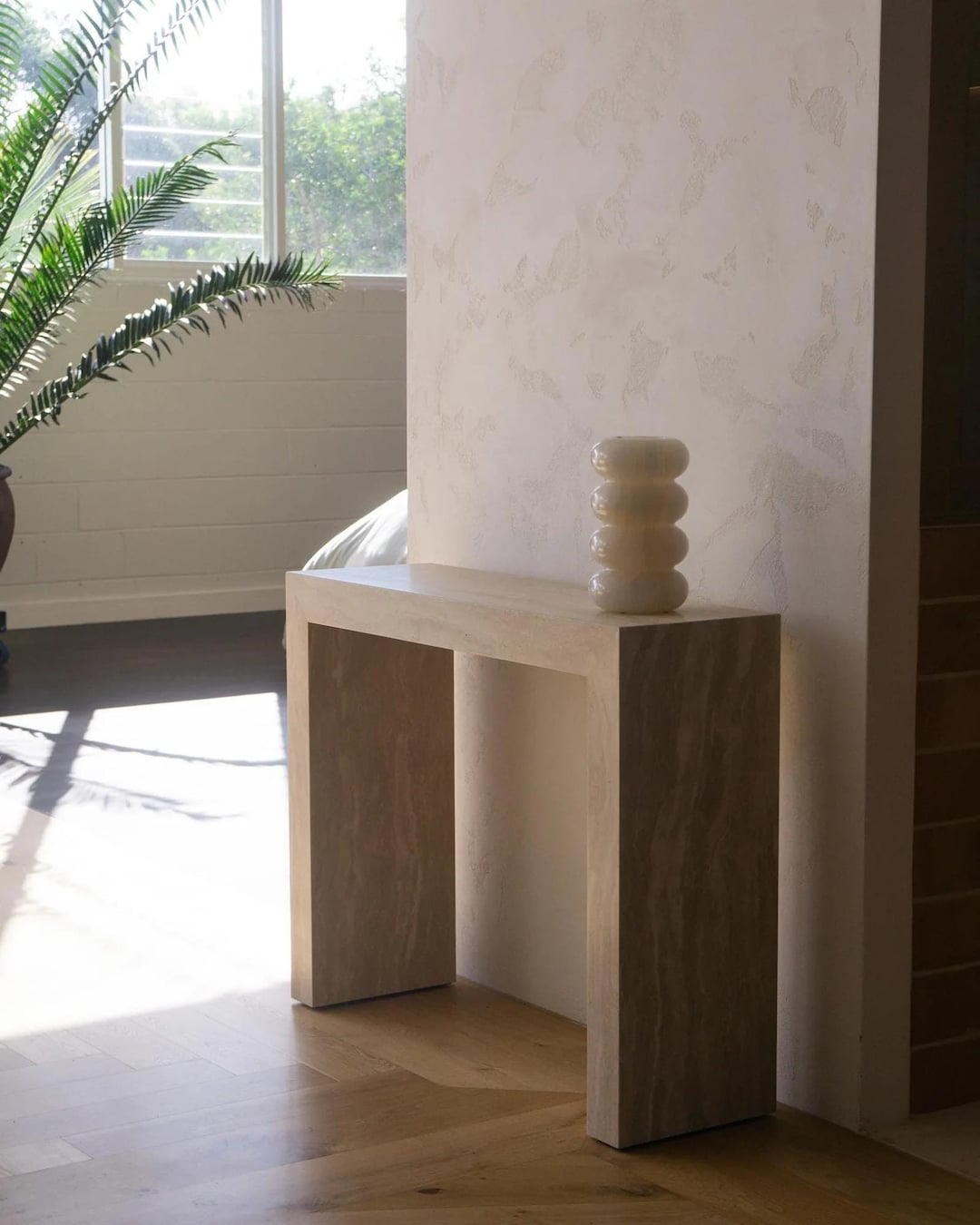 Minimalist Travertine Console Table - Elegant Modern Entryway Table ...