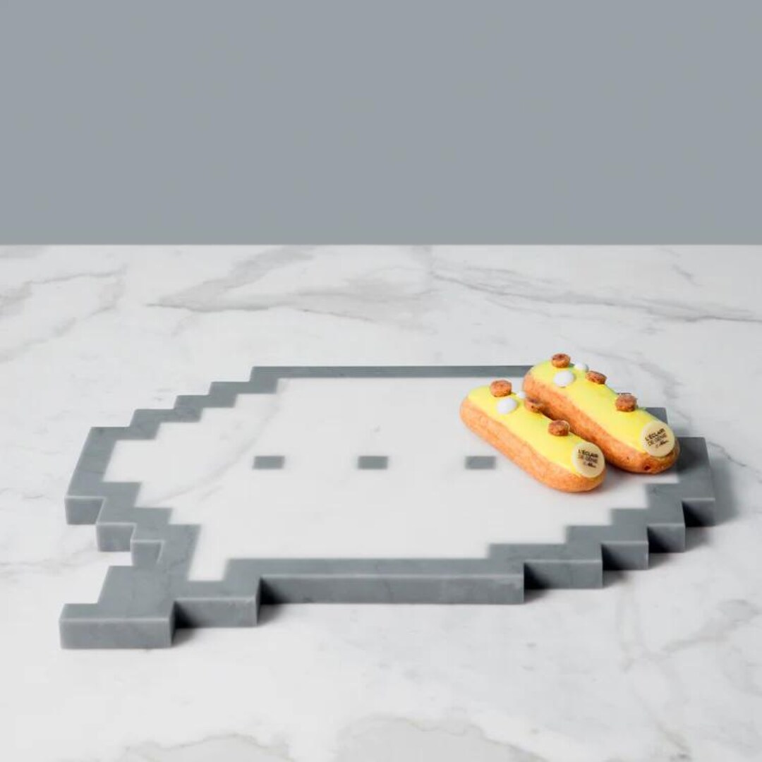 Pixel Art Inspired Marble Tray - Modern Gray & White Marble Decor ...
