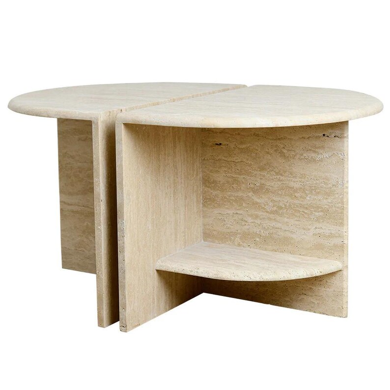 Modern Travertine Side Table - Minimalist Natural Stone Accent Table ...