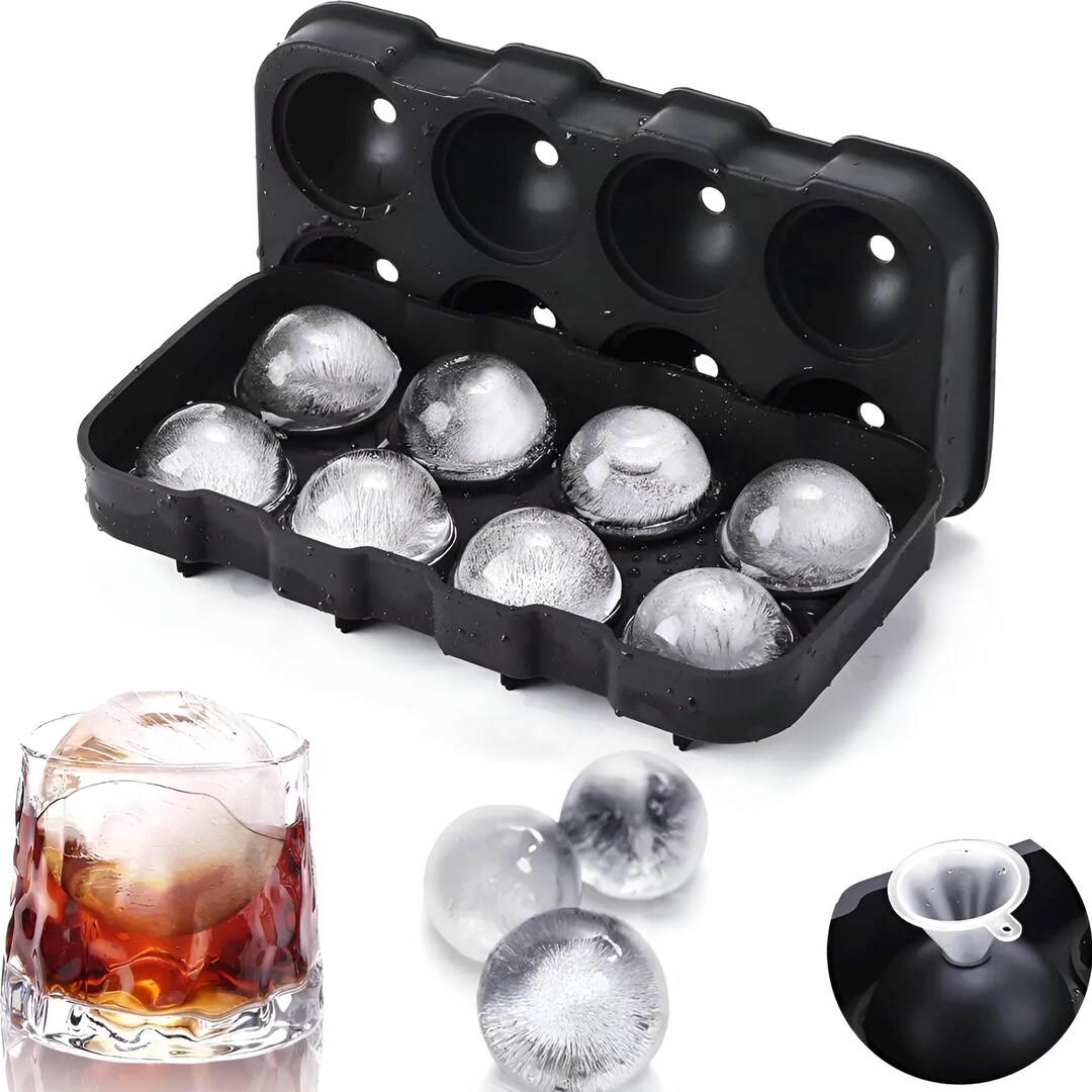 8-cavity Round Ice Ball Mold, Food-grade Silicone Ice Cube Tray for ...