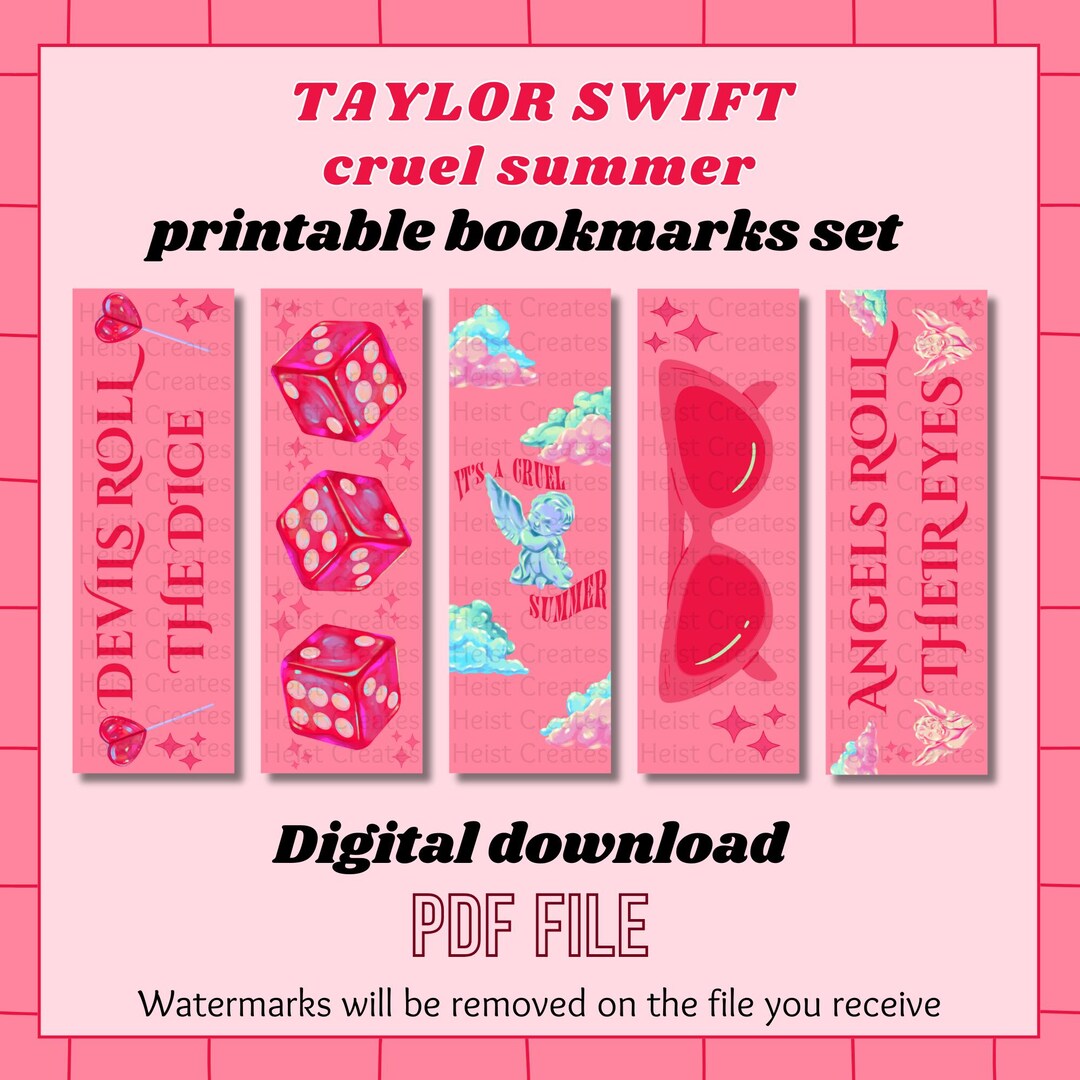 TAYLOR SWIFT Cruel Summer Printable Bookmarks - Etsy