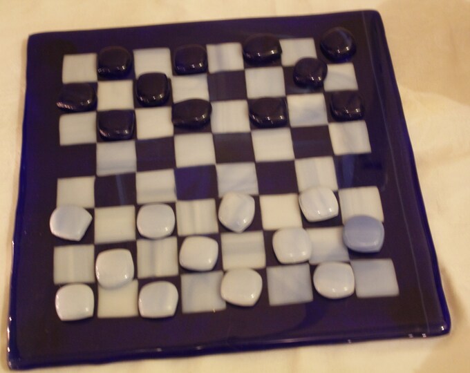 Fused Glass Checker Board and Pieces Blue - Etsy