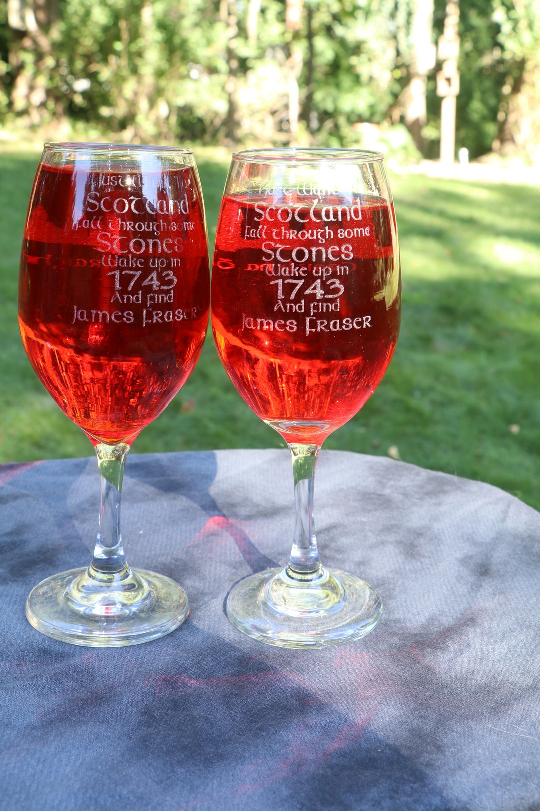 Etched Outlander Wine Glasses - '1743' Scotland Design, Set of 2 - Etsy