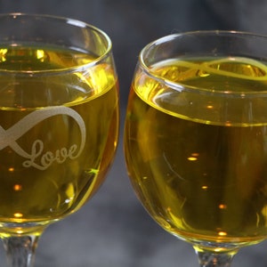 Love Infinity Frosted or Etched Red Wine Glasses Set of 2 - Etsy