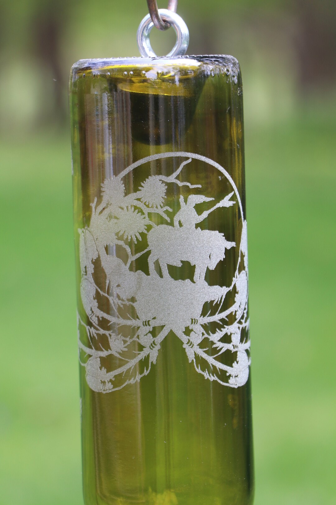 Etched Native American End of the Trail Recycled Wine Bottle Bird ...