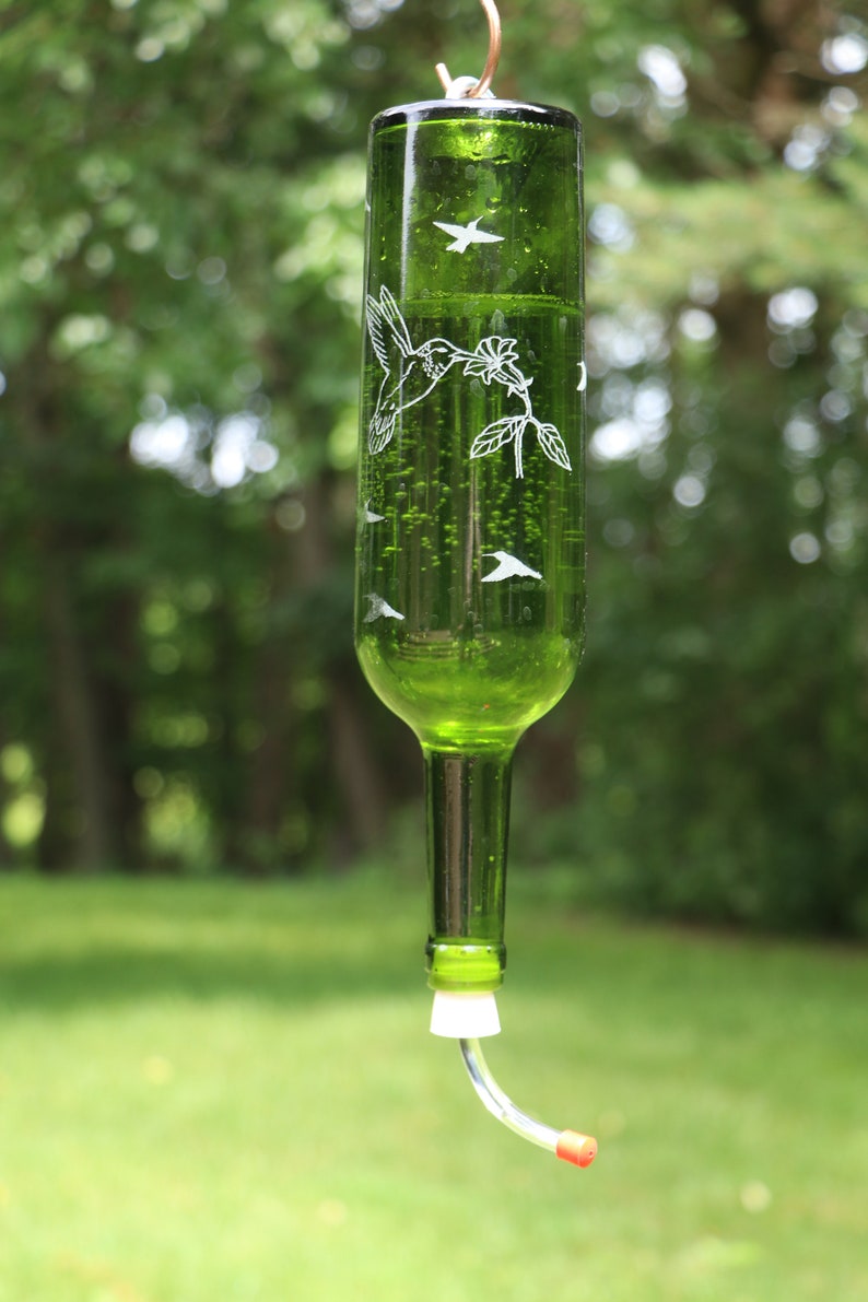 NEW ETCHED Hummingbirds Recycled Wine Bottle Hummingbird or - Etsy