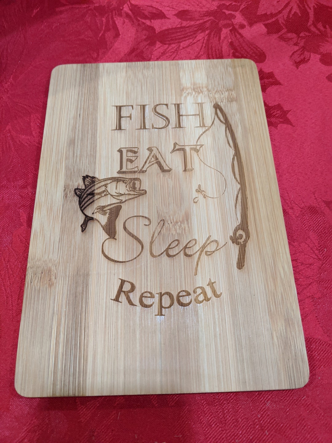 Fish Eat Sleep Repeat Bamboo Cutting Board Sign 6x9 9x6 - Etsy