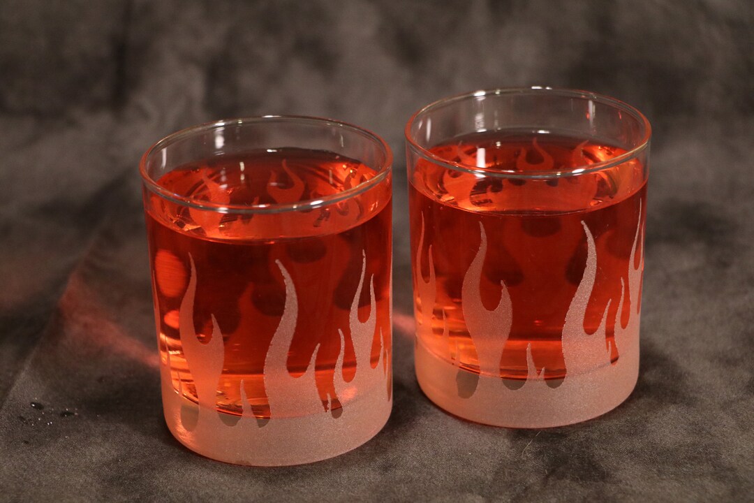 Flame Etched Rocks Glasses Single Glass or Set of 2 - Etsy