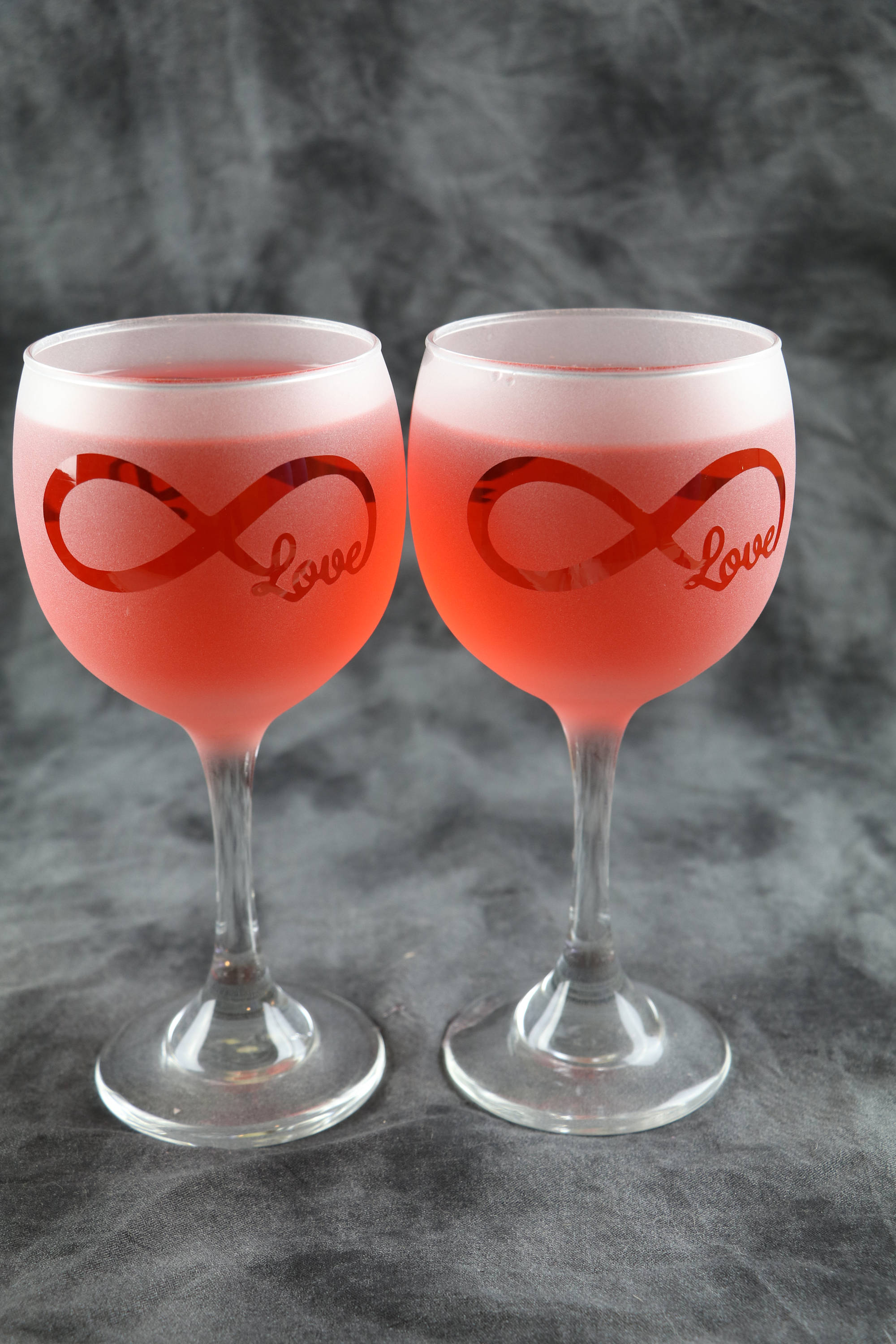 Love Infinity Frosted or Etched Red Wine Glasses Set Of 2 | Etsy