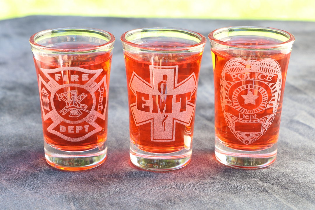 Police, Firefighter, and EMT Motto Dessert or Shot Glasses Sets of 8, 6 ...