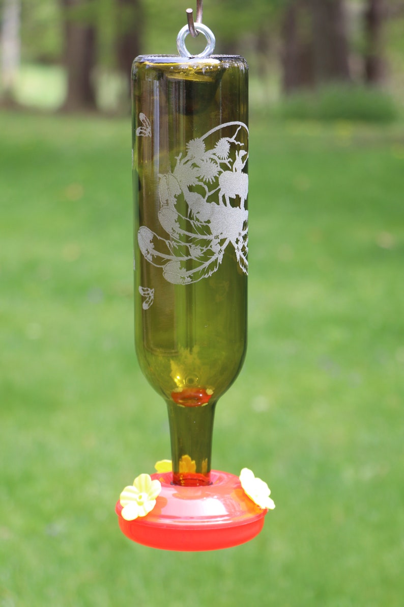 Etched Native American End of the Trail Recycled Wine Bottle Bird ...