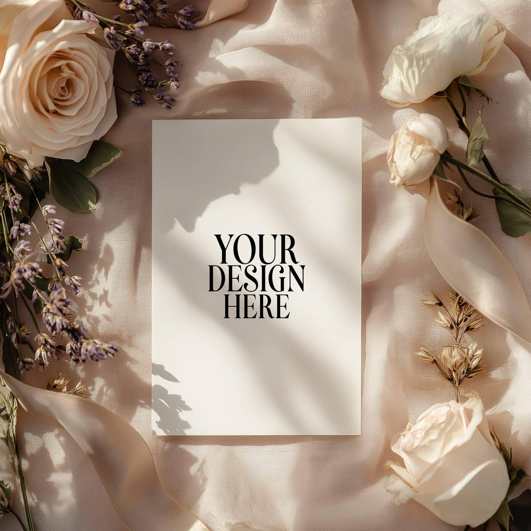 Invite Greeting Card Botanical Mock-up, Wedding Invitation Card Mockup ...
