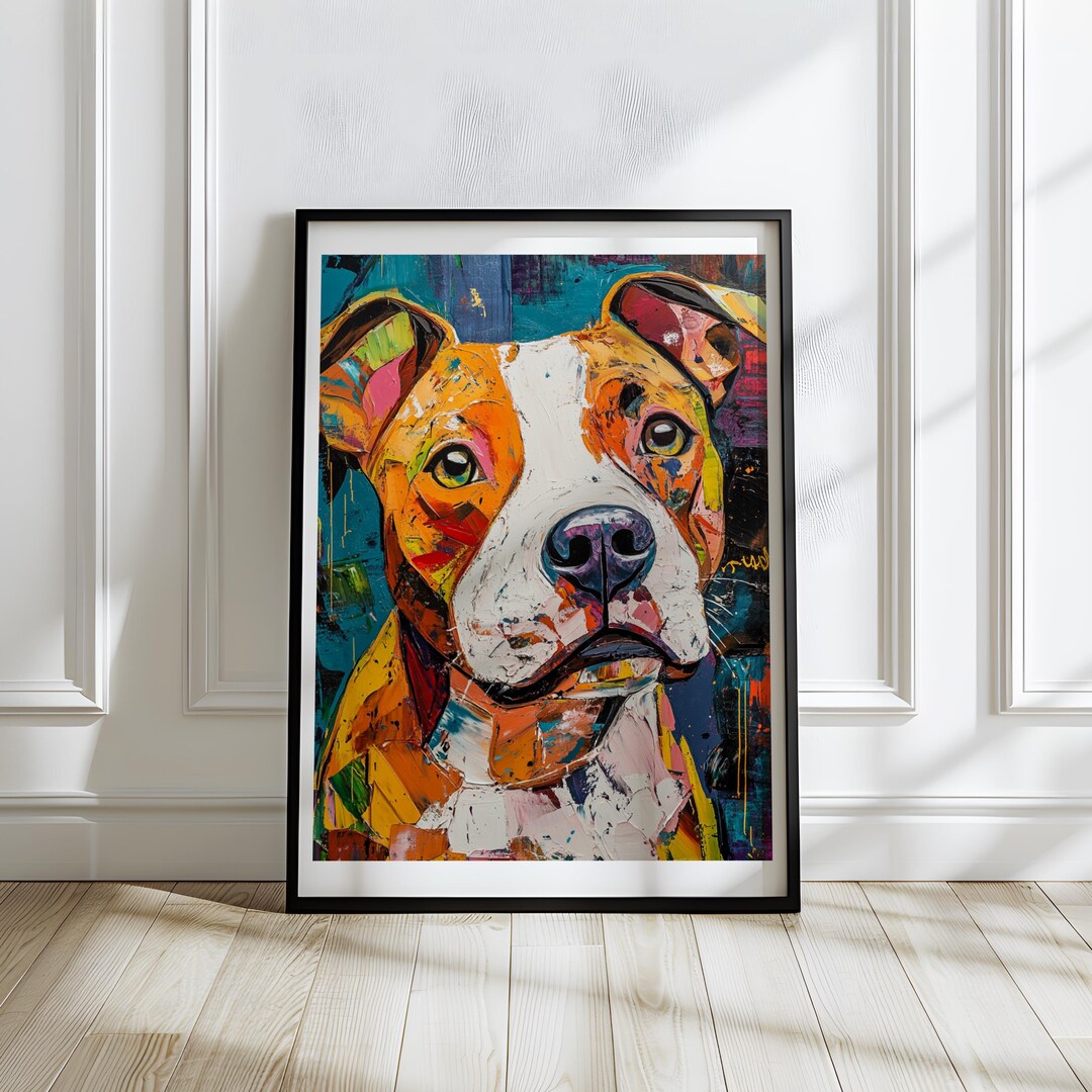 Abstract Art Print, With Frame, Poster Pitbull, Wall Decoration ...