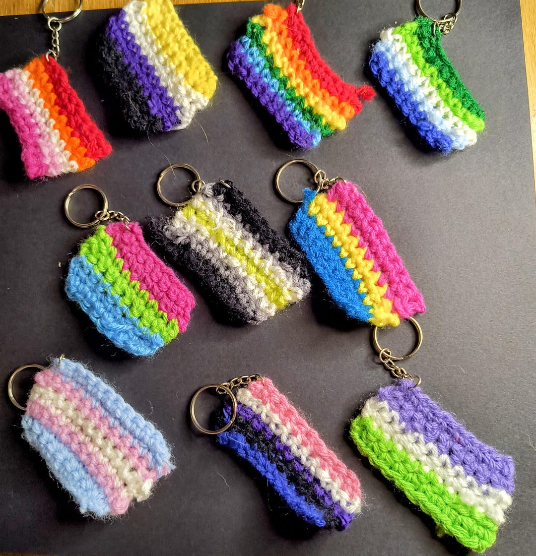 Crochet Pride Flag Keychains - Etsy