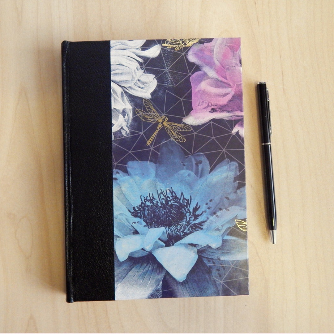 Flower & Dragonfly Journal Floral Hard Cover Journal With - Etsy