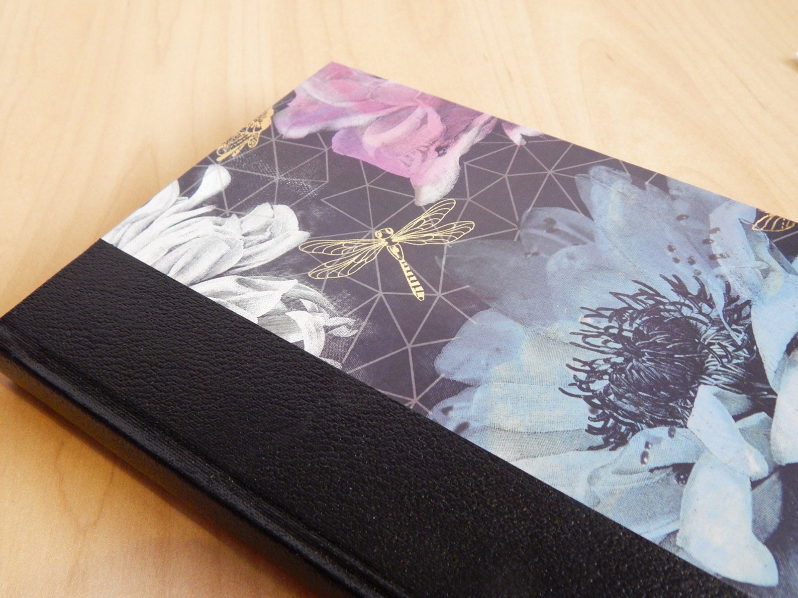 Flower & Dragonfly Journal Floral Hard Cover Journal With - Etsy