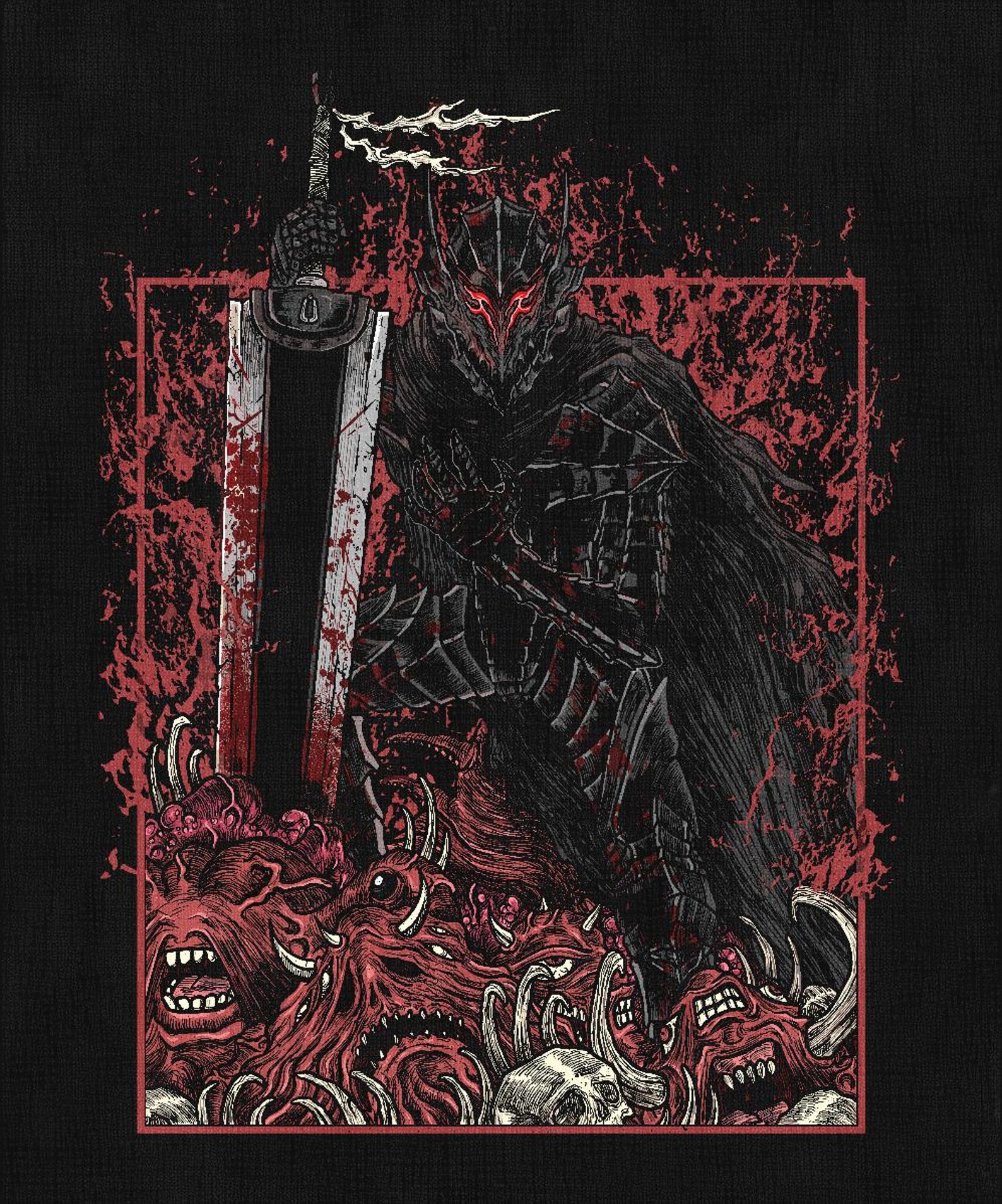 Drippy Souls Berserker Guts Cursed Armor Grim Hooded Sweatshirt - Etsy