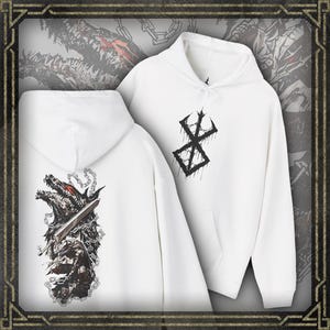 Drippy Souls Berserker Guts Cursed Armor White Hooded Sweatshirt - Etsy