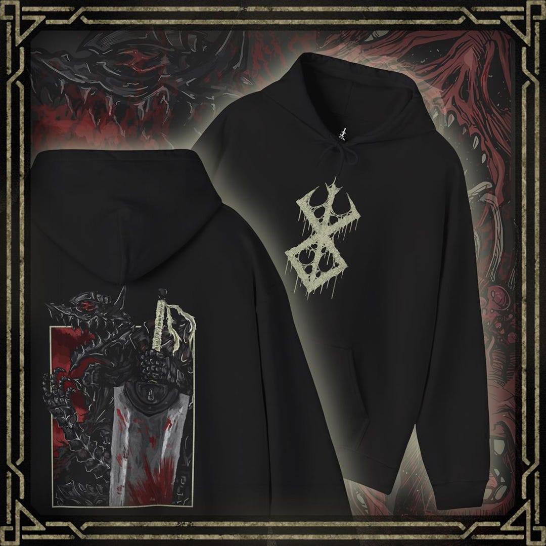 Drippy Souls Berserker Frenzy Guts Armor Grim Hooded Sweatshirt - Etsy