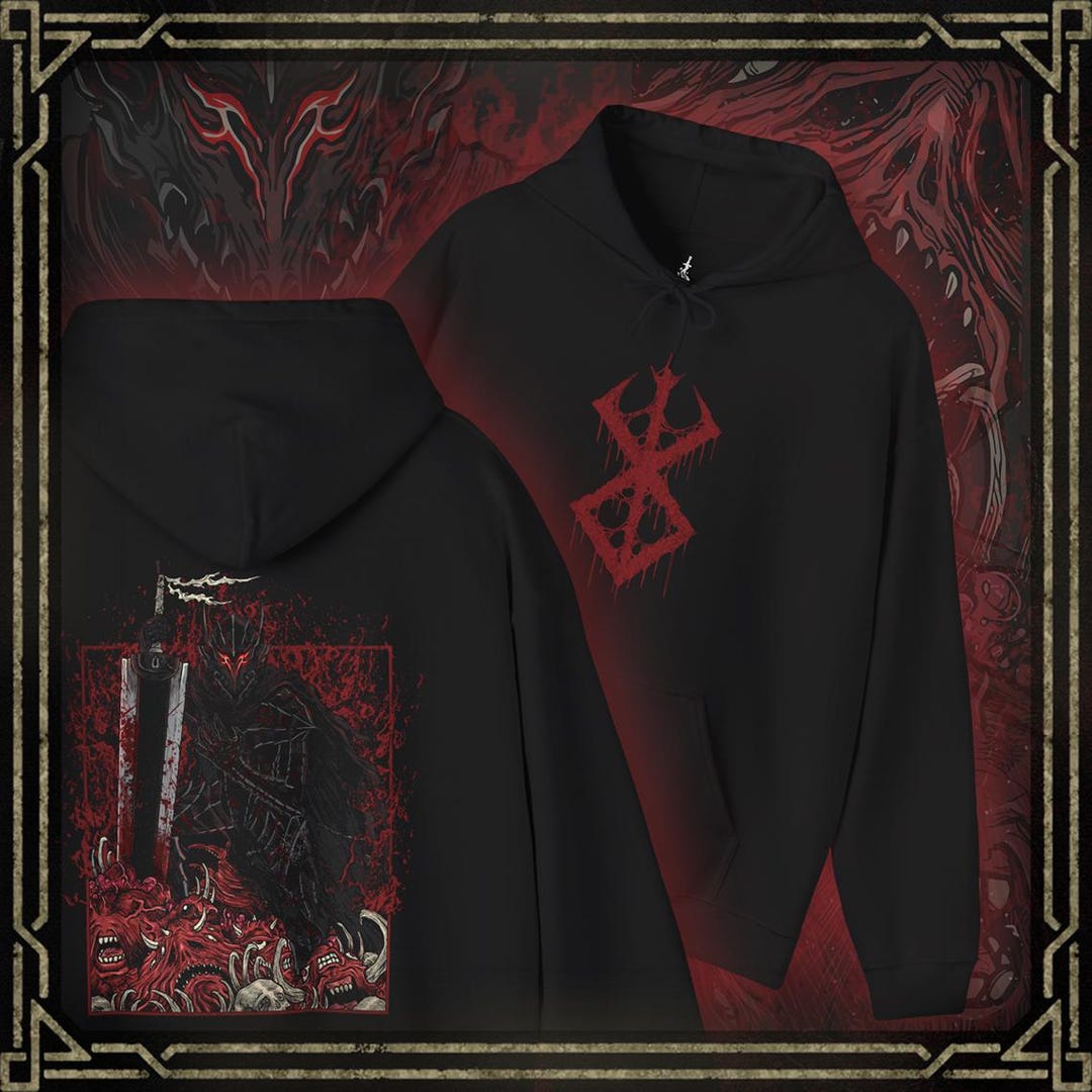 Drippy Souls Berserker Guts Cursed Armor Grim Hooded Sweatshirt - Etsy