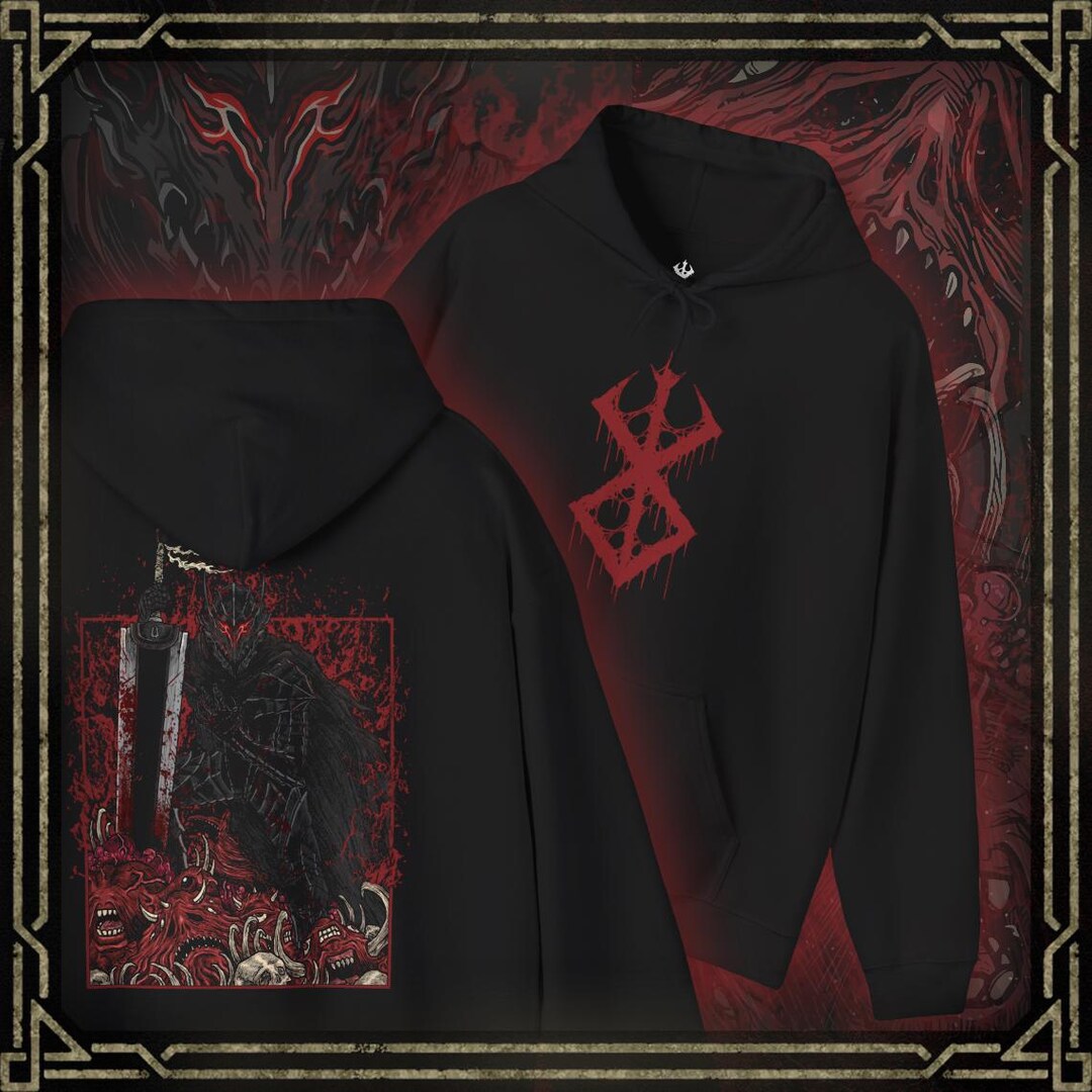 Drippy Souls Berserker Guts Cursed Armor Grim Hooded Sweatshirt - Etsy