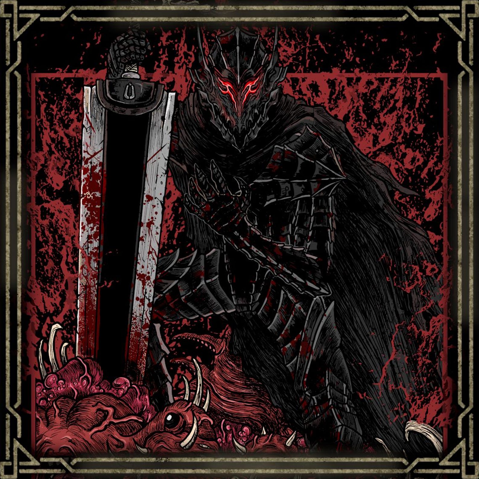 Drippy Souls Berserker Guts Cursed Armor Grim Hooded Sweatshirt - Etsy