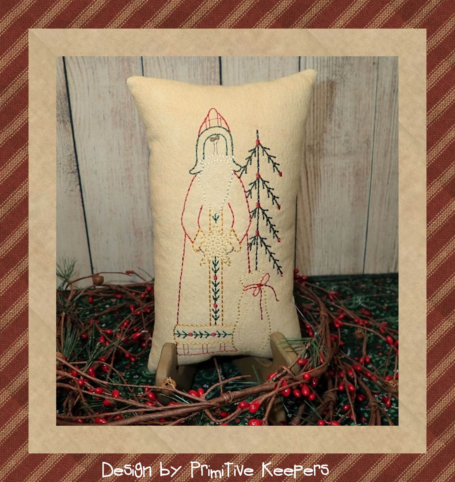 Primitive Machine Embroidery Design-father Christmas--version 2-- (5 X ...