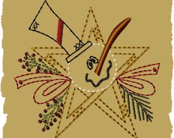 Primitive Machine Embroidery Design-star Snowmanversion - Etsy