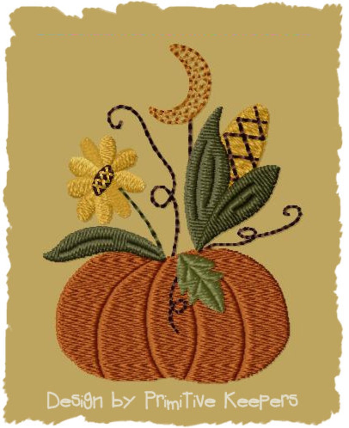 Primitive Machine Embroidery Design-moonlite Pumpkin--version 1--(4x4 ...