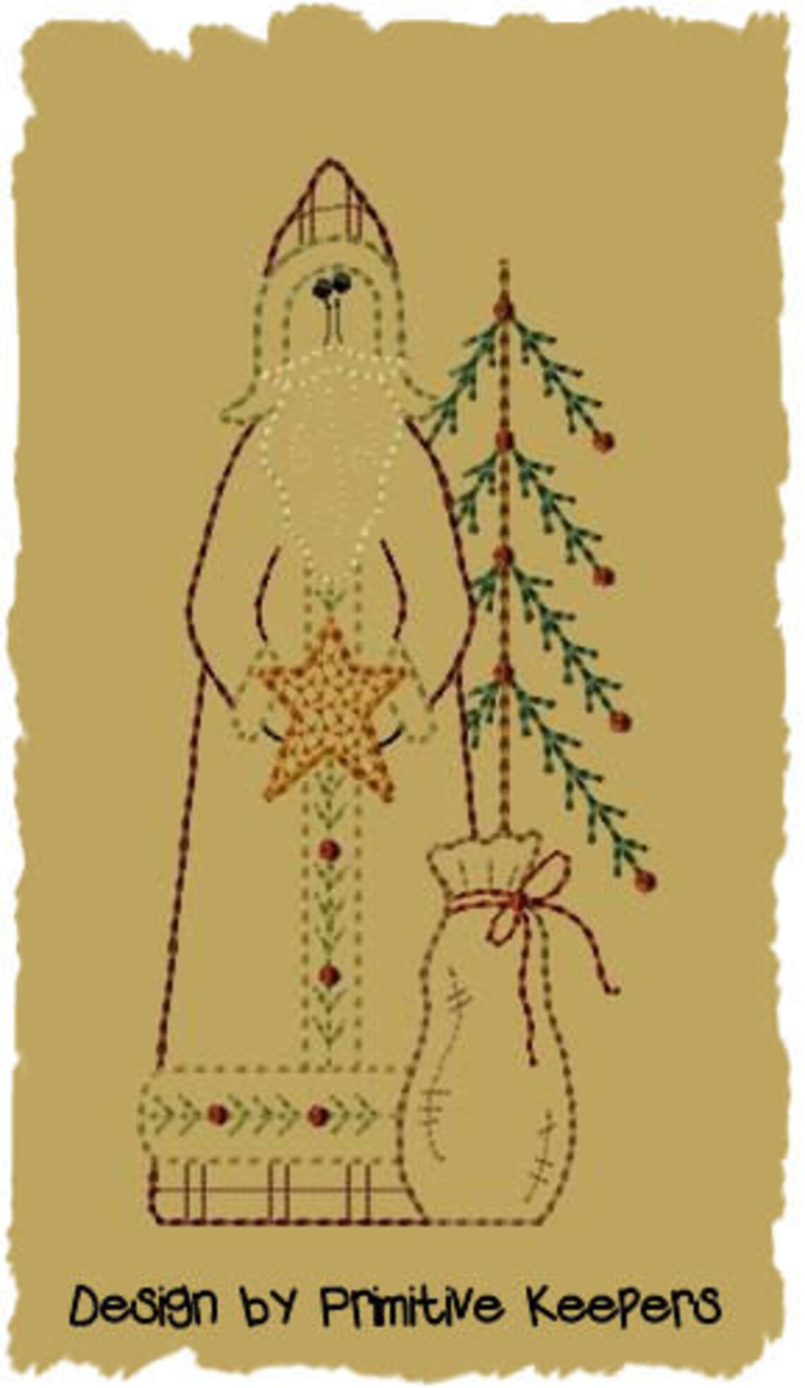 Primitive Machine Embroidery Design-father Christmas--version 2-- (5 X ...